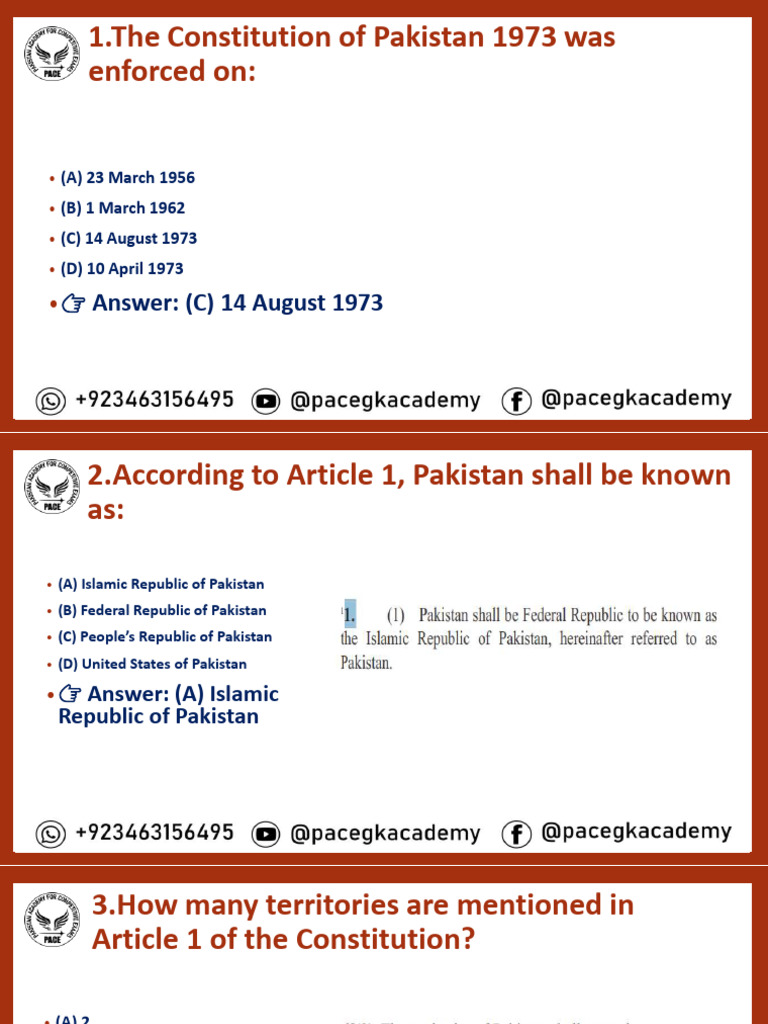 Pakistan Constitution 1973 Overview | PDF | Parliament Of Pakistan ...