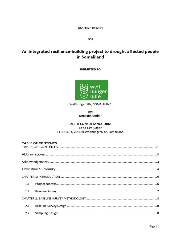 Baseline report. | PDF | Agriculture | Food Security