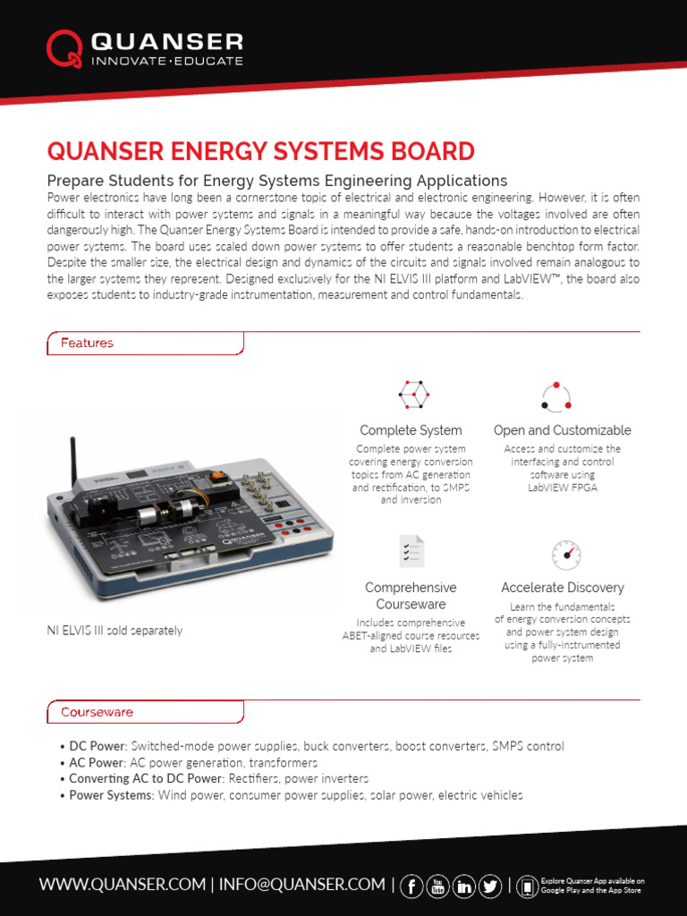 Quanser Energy Systems Board Overview | PDF | Power Supply | Rectifier