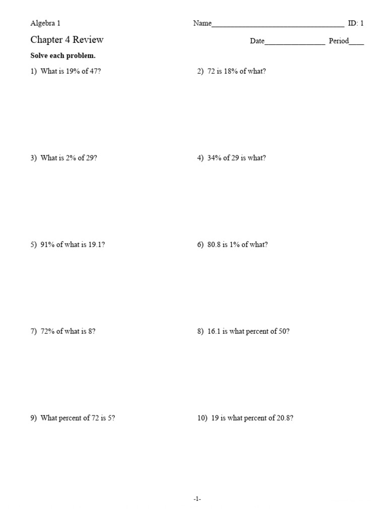 Percent Change Calculations Worksheet | PDF