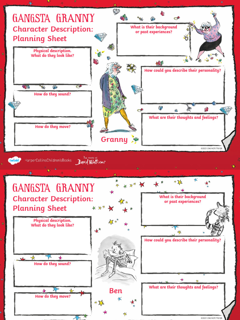Gangsta Granny Character Description Planning Sheets | PDF