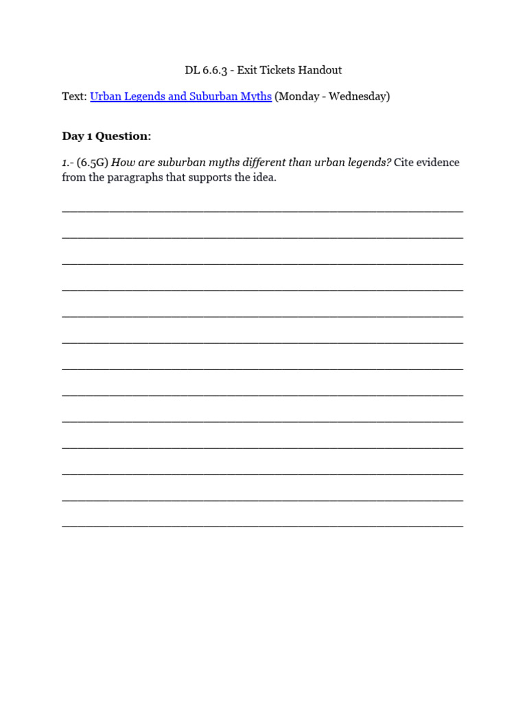 DL 6.6.3 Exit Tickets Handout | PDF