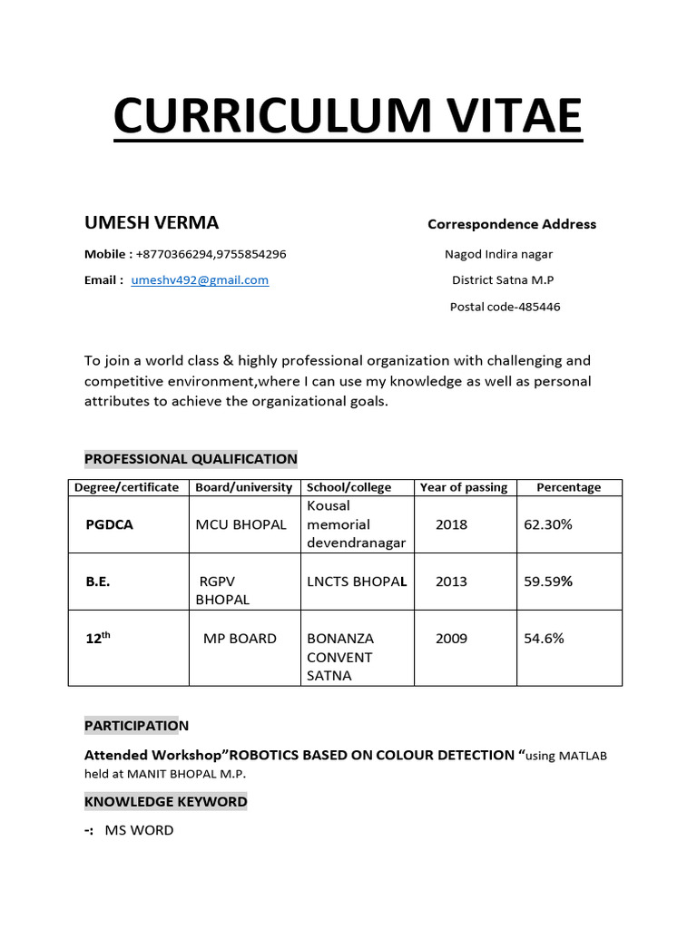 Umesh CV New-1 | PDF