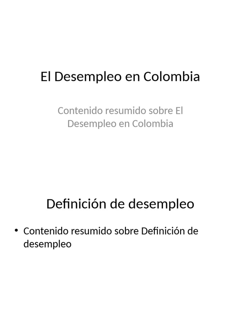 Desempleo Colombia | PDF