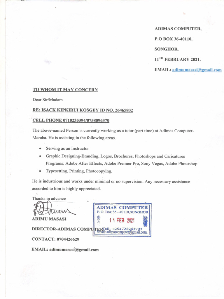 Computer Attachment Certificate | PDF