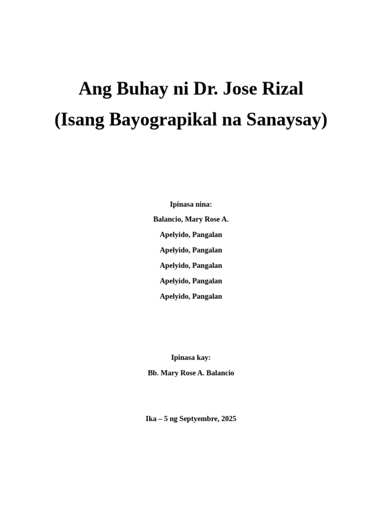 Bayograpikal Na Sanaysay | PDF