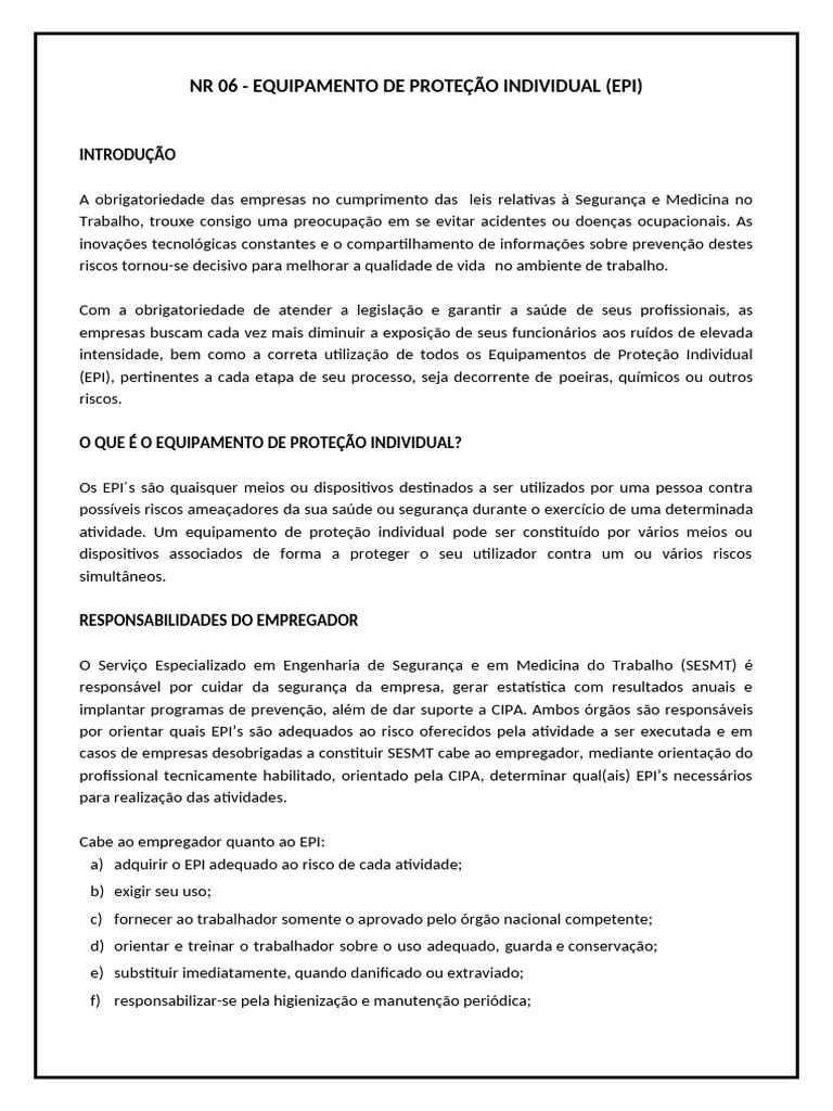 Uso Do EPI | PDF