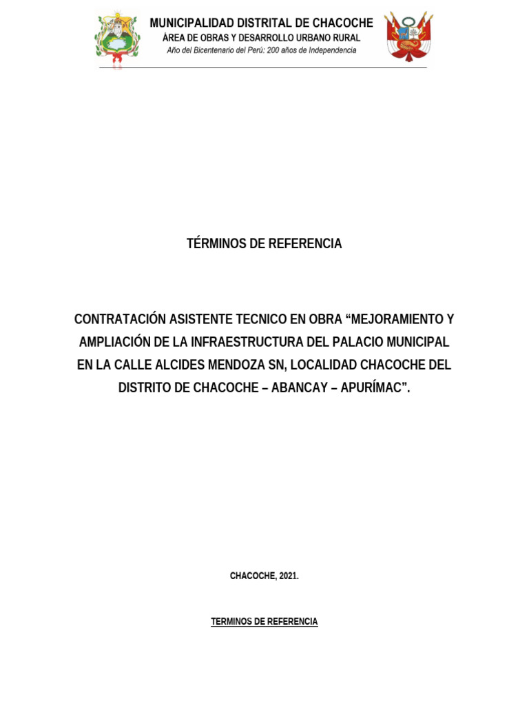 Contratación Asistente Técnico Chacoche | PDF | Presupuesto | Gobierno ...