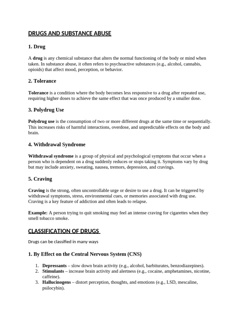Drugs and Substance Abuse | PDF | Psychoactive Drugs | Substance Abuse