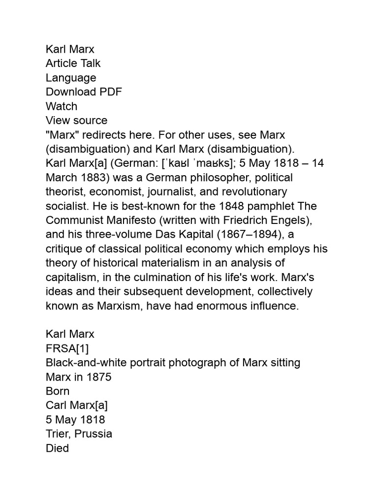 Father of Communism: Karl Marx | PDF | Karl Marx | Anti Capitalism