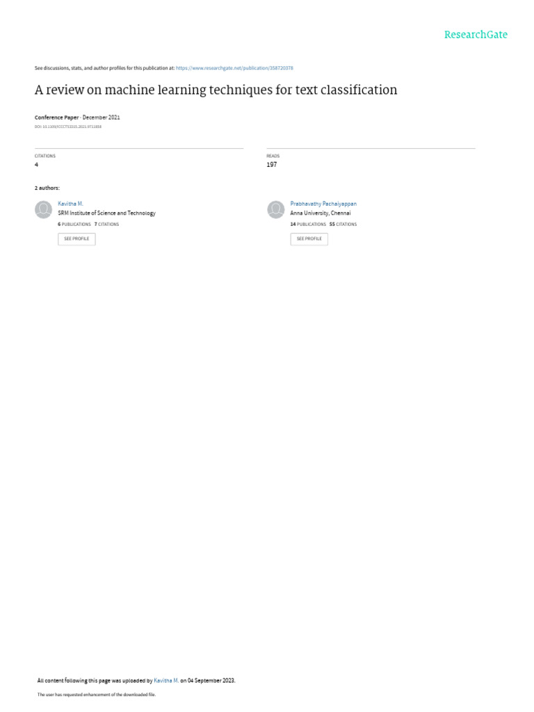 A Review On Machine Learning Techniques For Text Classification | PDF | Machine Learning | Cross ...