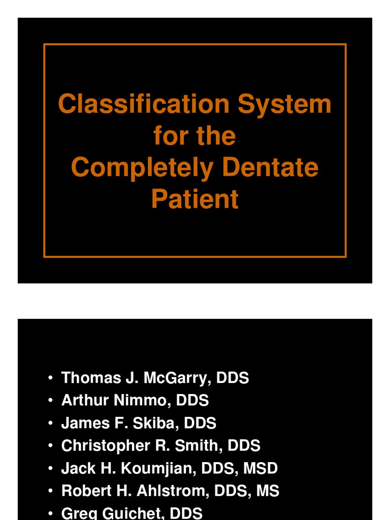 Classification for Completely Dentate Patients | PDF