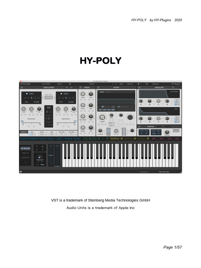 HY-POLY VST Plugin User Guide | PDF | Electronic Oscillator | Frequency ...