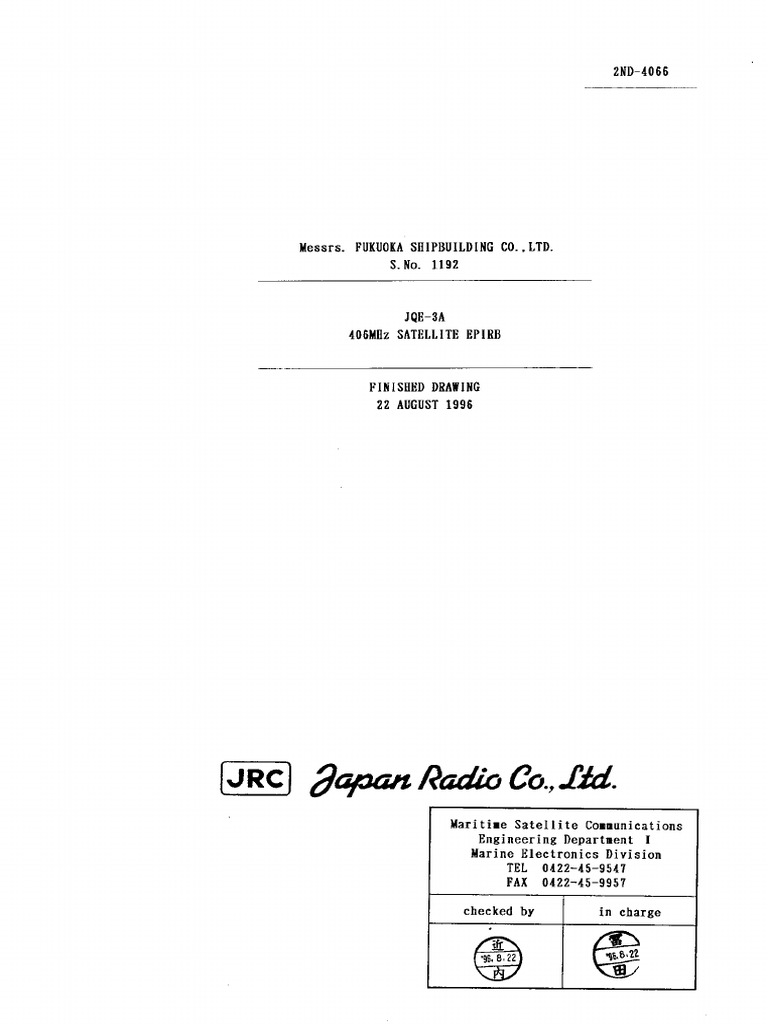 JRC Satellite Epirb Jqe-3a | PDF