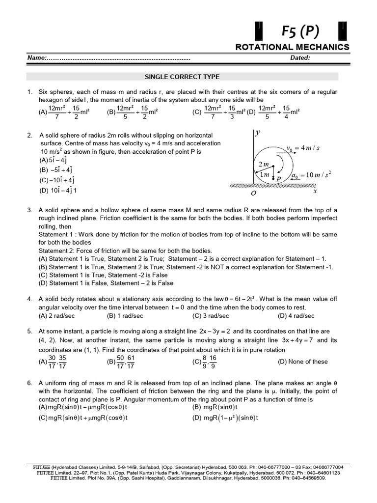 Rotational Mechanics 01-11-12 | PDF | Mechanics | Physical Phenomena