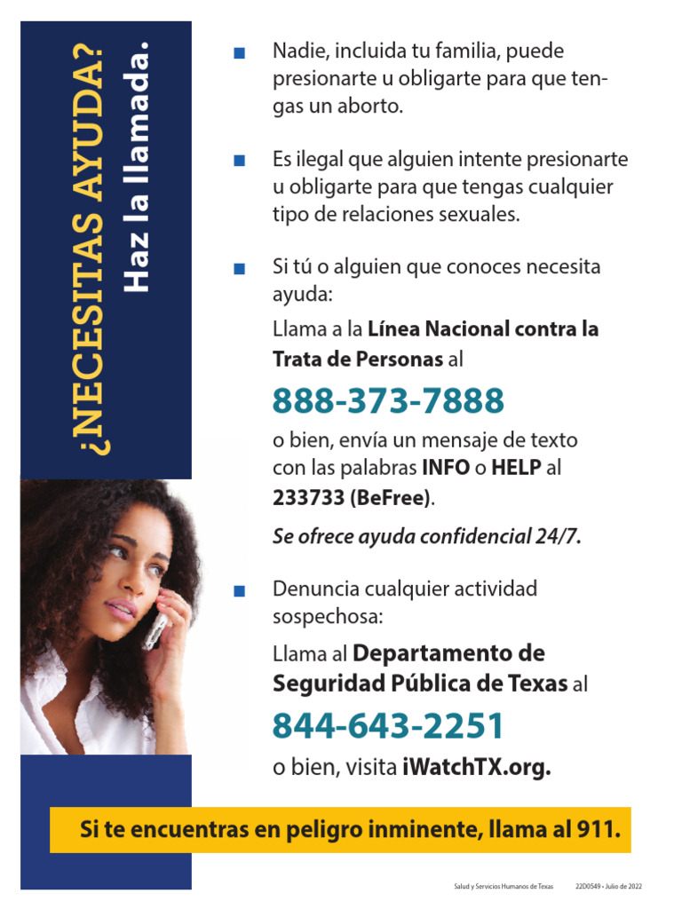 Human Trafficking Sign - Spanish | PDF