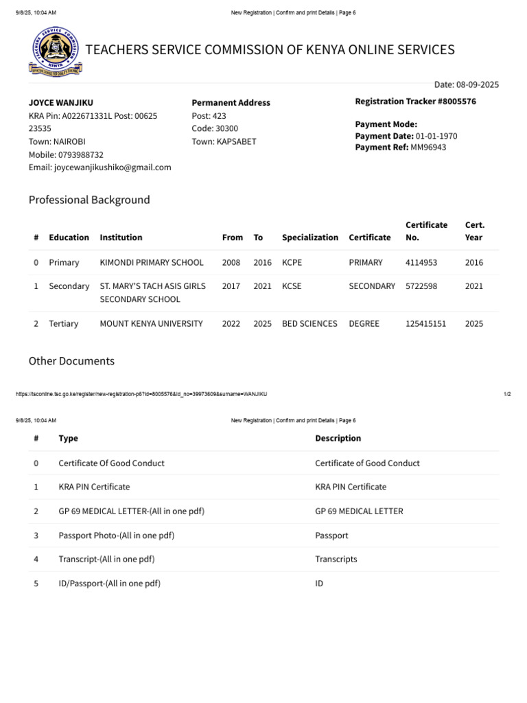 New Registration - Confirm and Print Details - Page 6 | PDF | Access ...