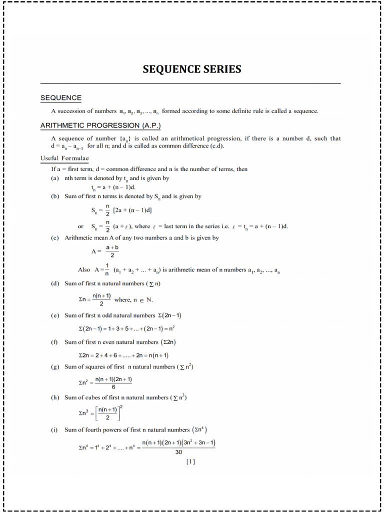 Sequence &Series Formulae | PDF