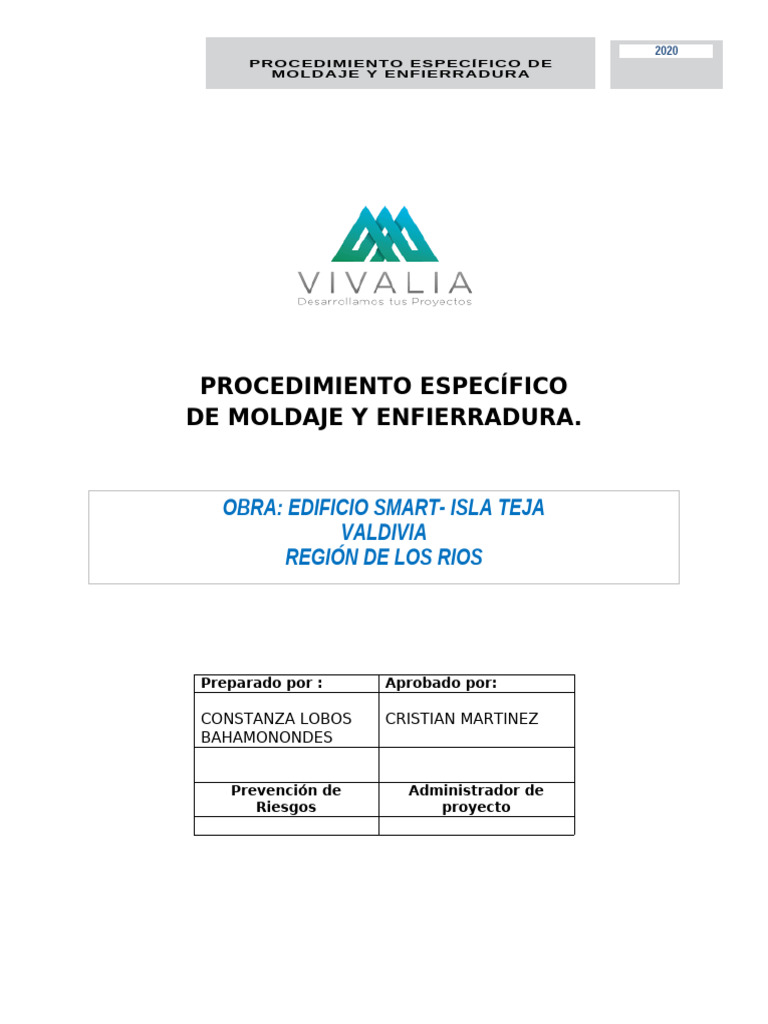 Procedimiento de Moldaje y Enfierradura | PDF