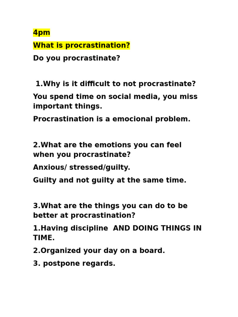 Understanding Procrastination: Causes & Solutions | PDF | Professional ...