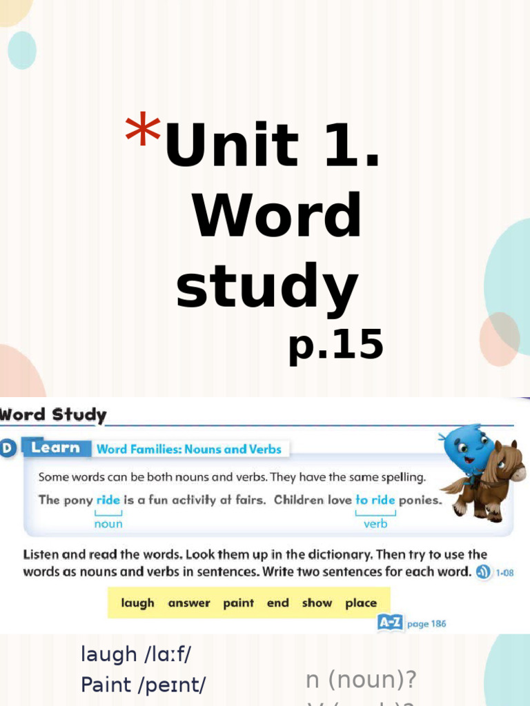 Unit 1. P15 Word Study | PDF