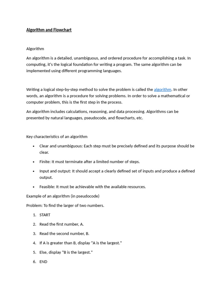 Algorithm and Flowchart Overview | PDF | Algorithms | Mathematics