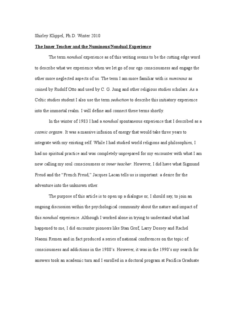 Inner Teacher and The Numinous Experience | PDF | Religious Experience ...