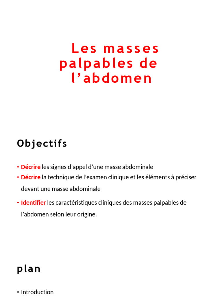 Caractéristiques des masses abdominales | PDF | Pancréas | Abdomen
