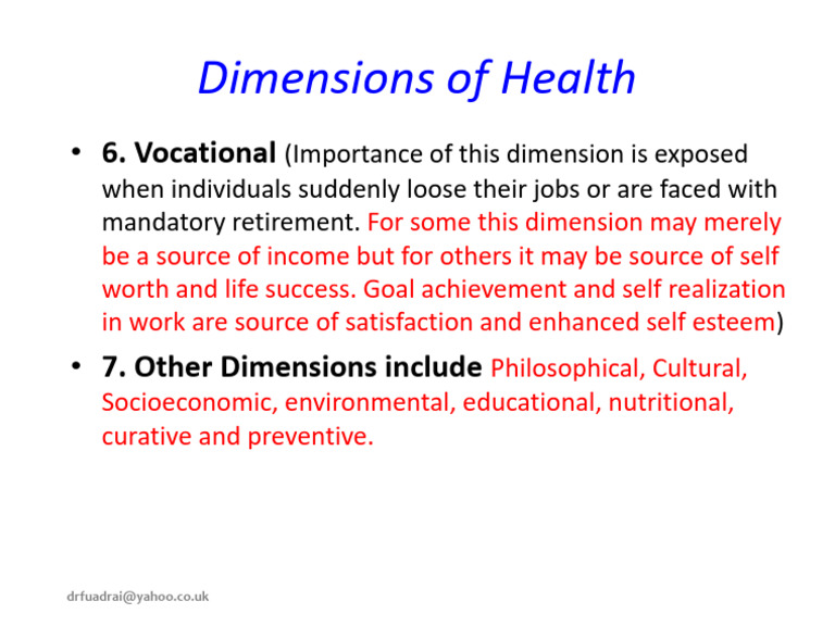 Key Dimensions of Health Explained | PDF