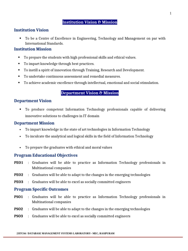 23itc04 DBMS Laboratory | PDF | Pl/Sql | Relational Database