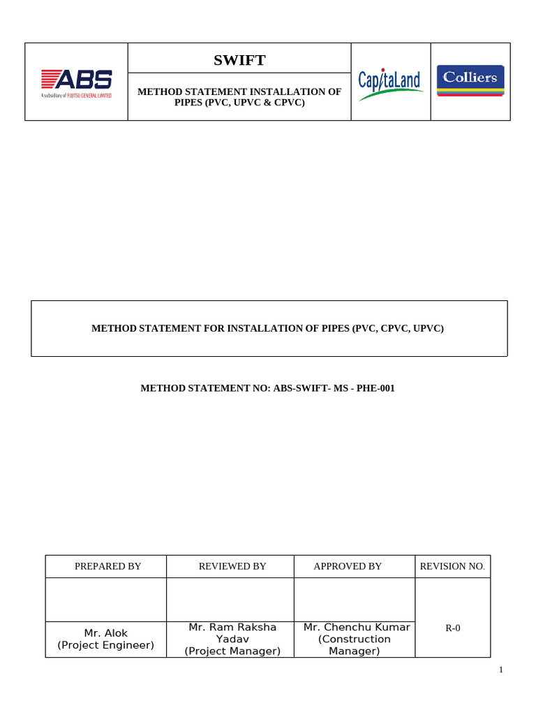 Method Statement For Phe Piping | PDF | Pipe (Fluid Conveyance ...
