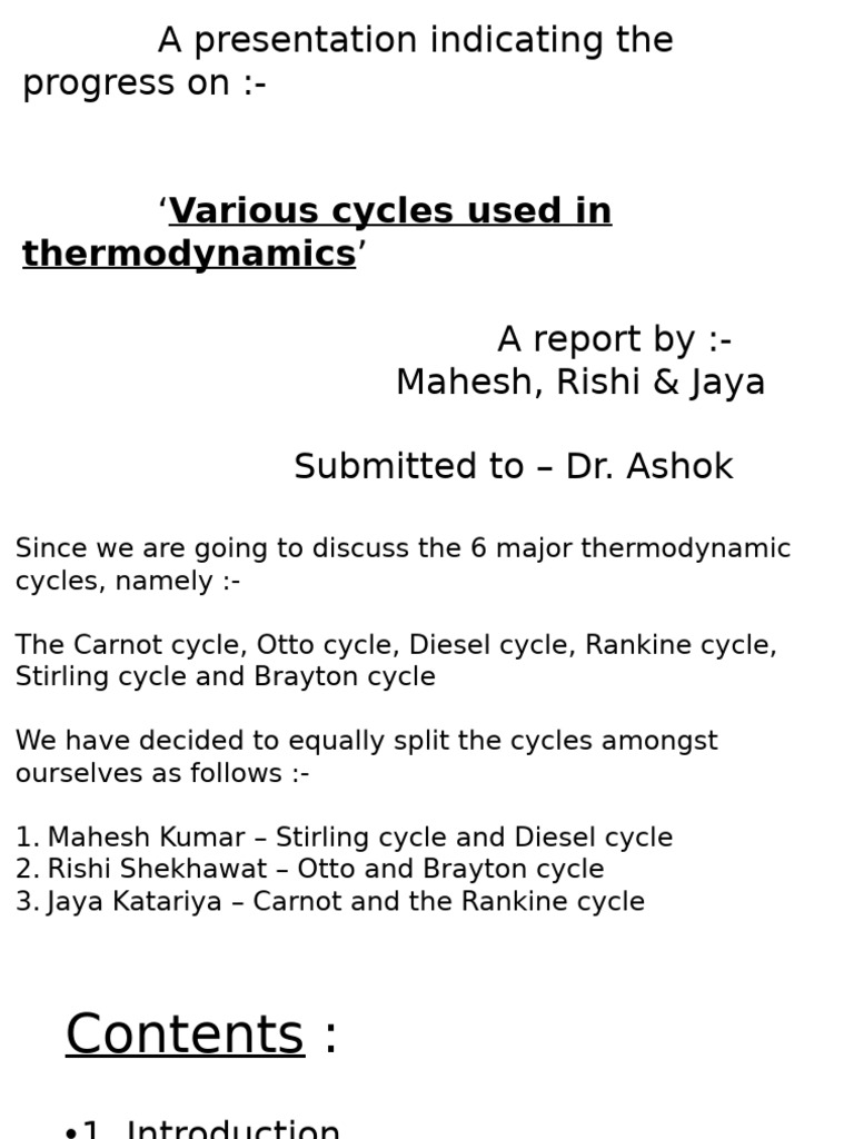 Major Thermodynamic Cycles Explained | PDF | Diesel Engine | Heat