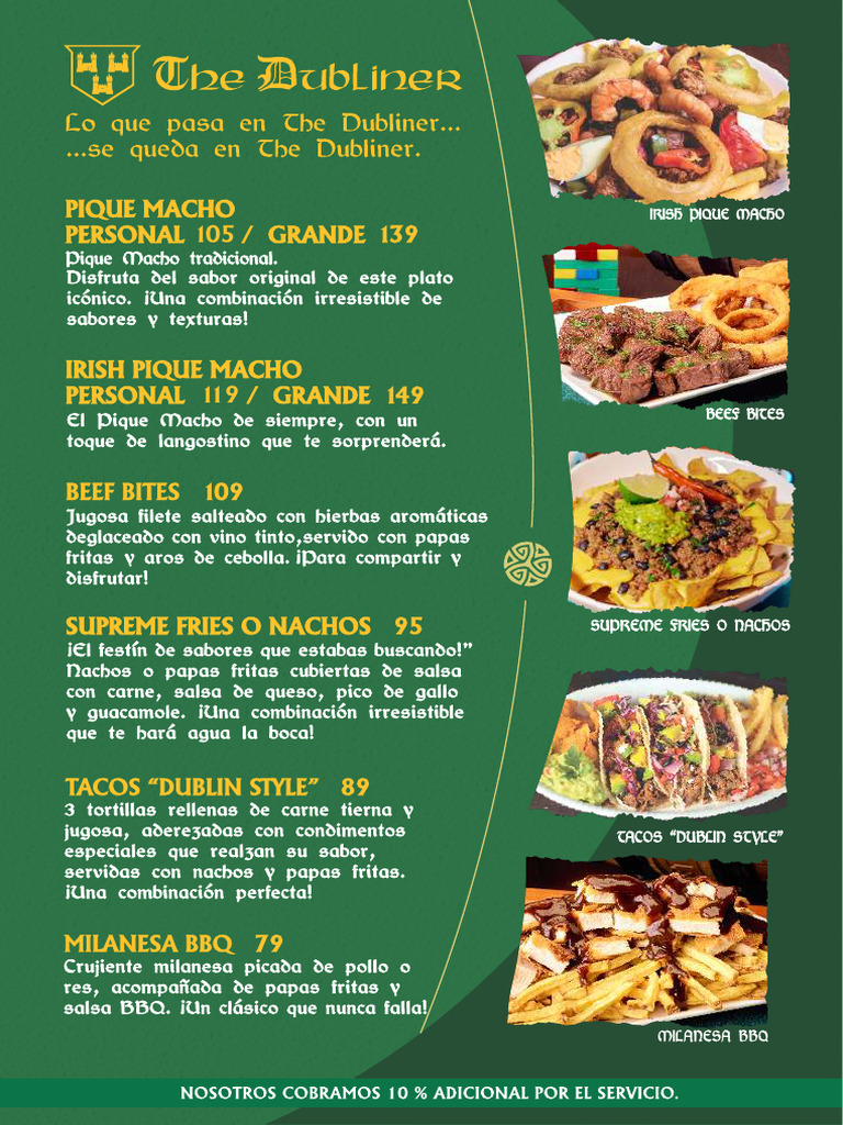 Menu The DUBLINER SANTA CRUZ - MAYO 2025ddddd | PDF