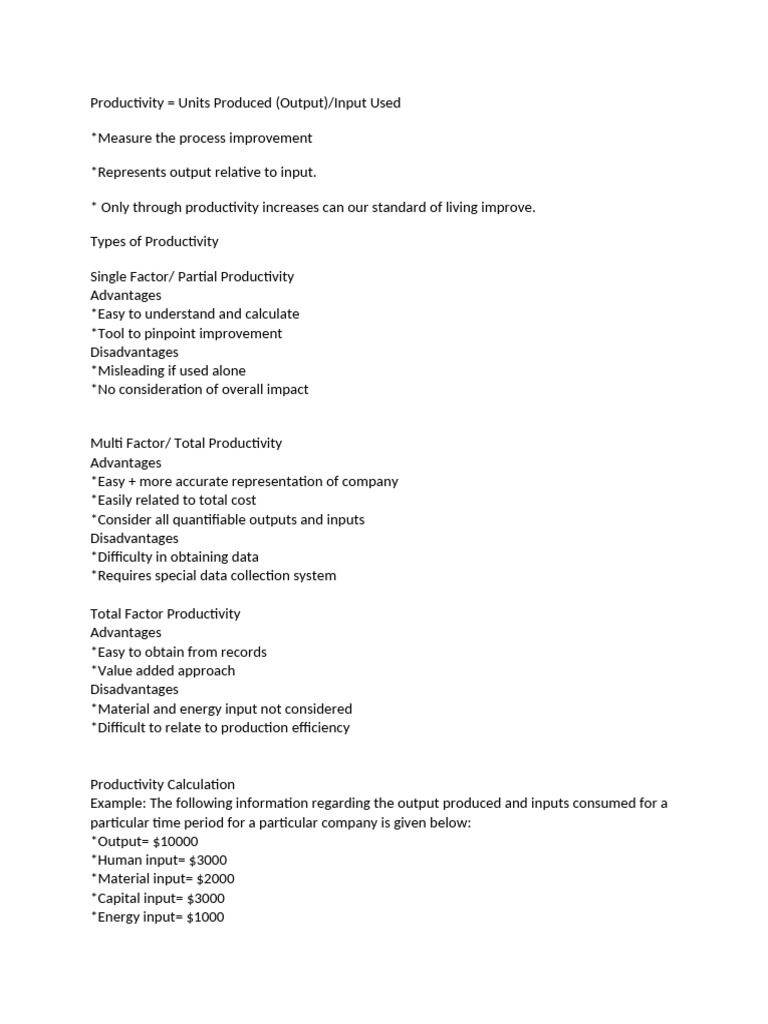 Productivity Calculation Pdf