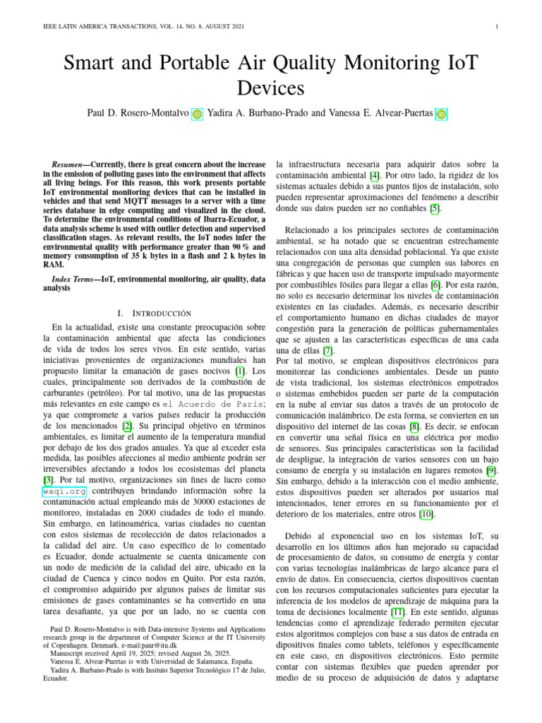 Smart and Portable Air Quality Monitoring IoT Devices | PDF | Internet ...