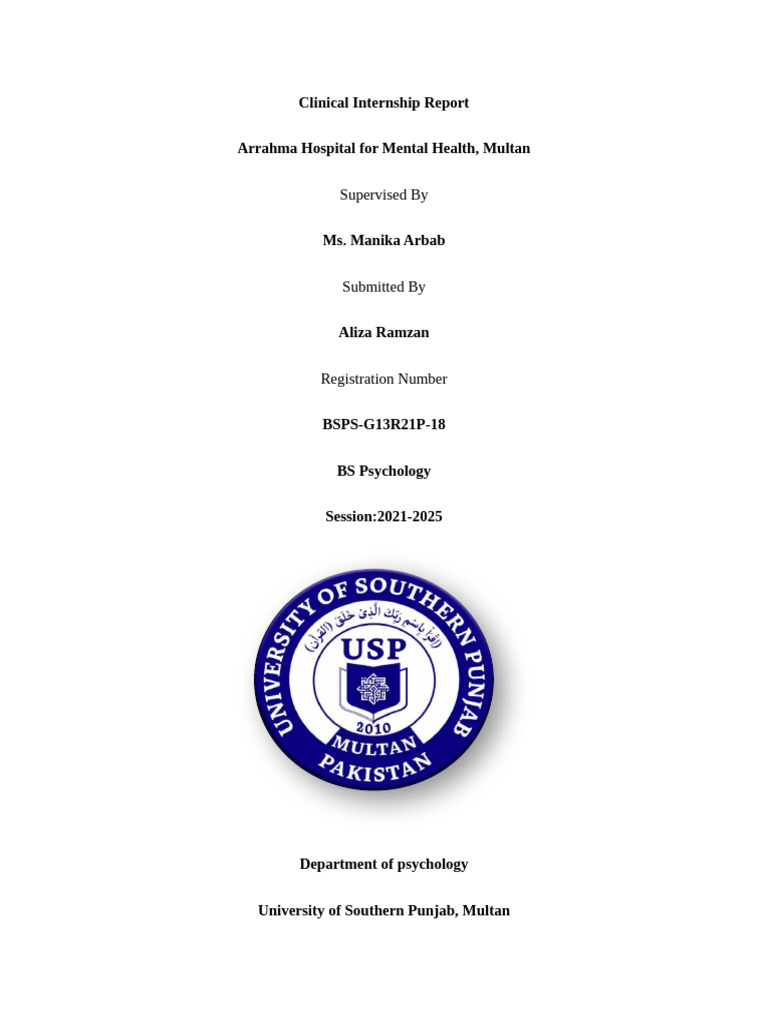 Clinical Internship at Arrahma Hospital | PDF | Schizophrenia | Mental ...