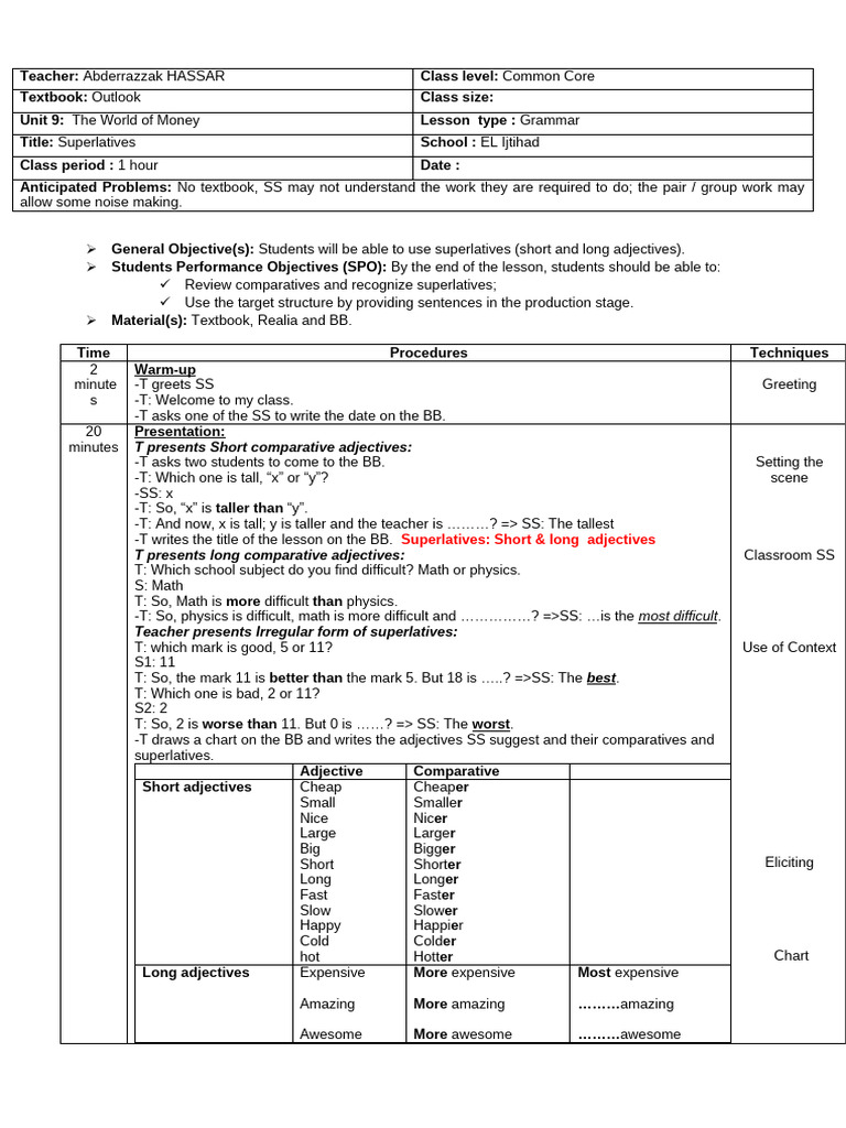 Unit 9 Superlatives Grammar | PDF | Linguistics