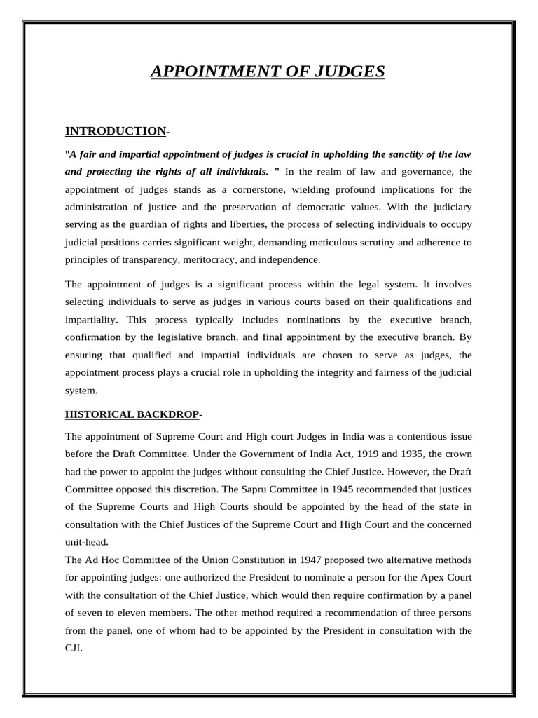 Judges' Appointment Process in India | PDF | Supreme Court Of The ...