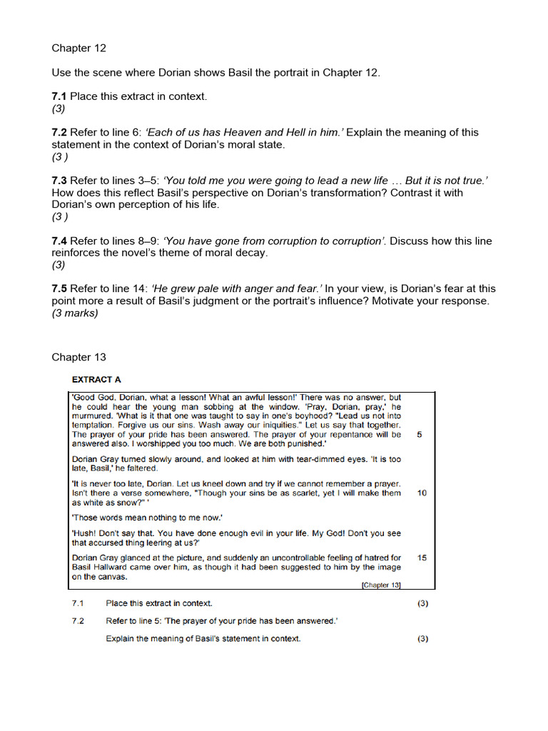 Dorian Gray: Moral Decay Analysis | PDF | The Picture Of Dorian Gray