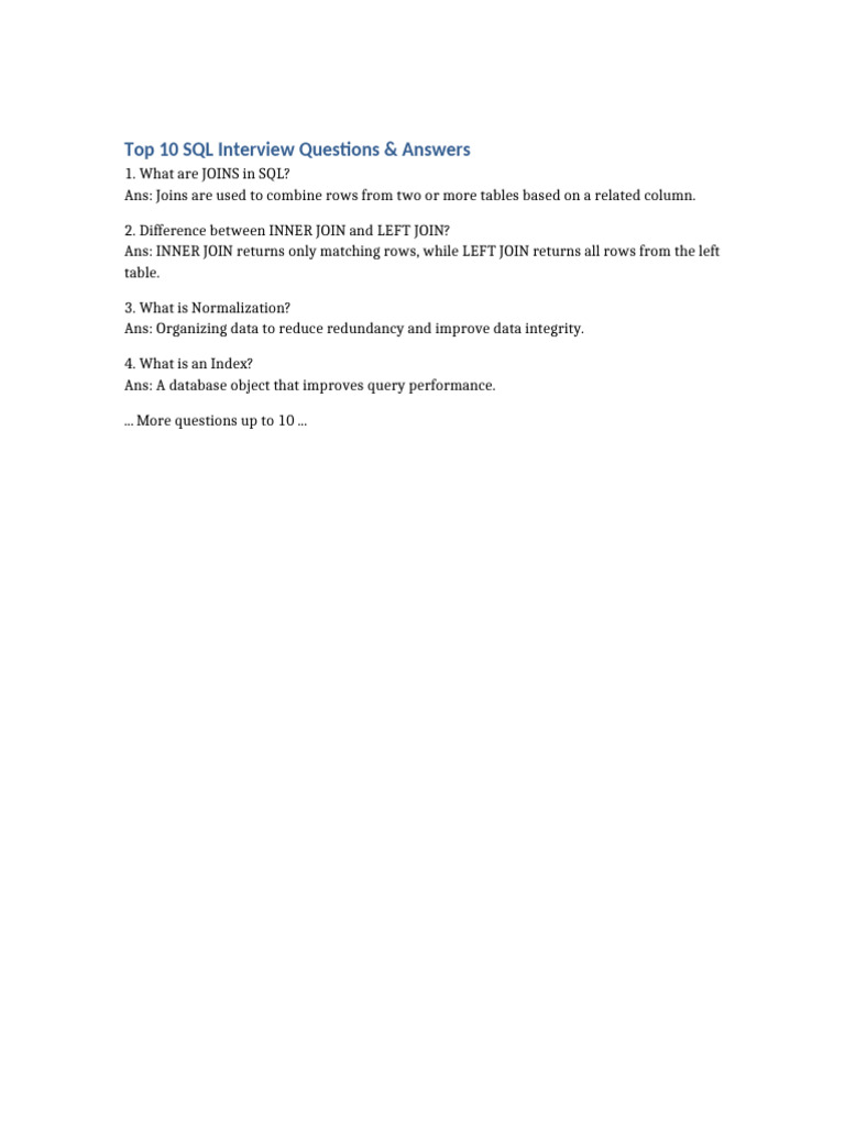SQL Interview Questions | PDF