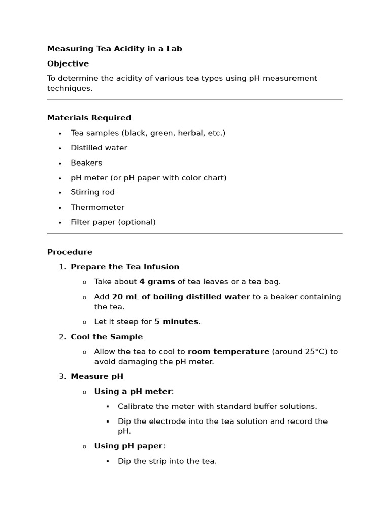 Measuring Tea Acidity by Type | PDF