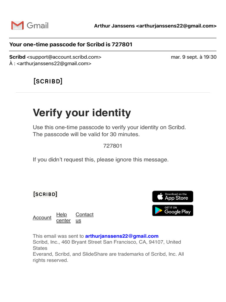 Scribd One-Time Passcode Verification | PDF
