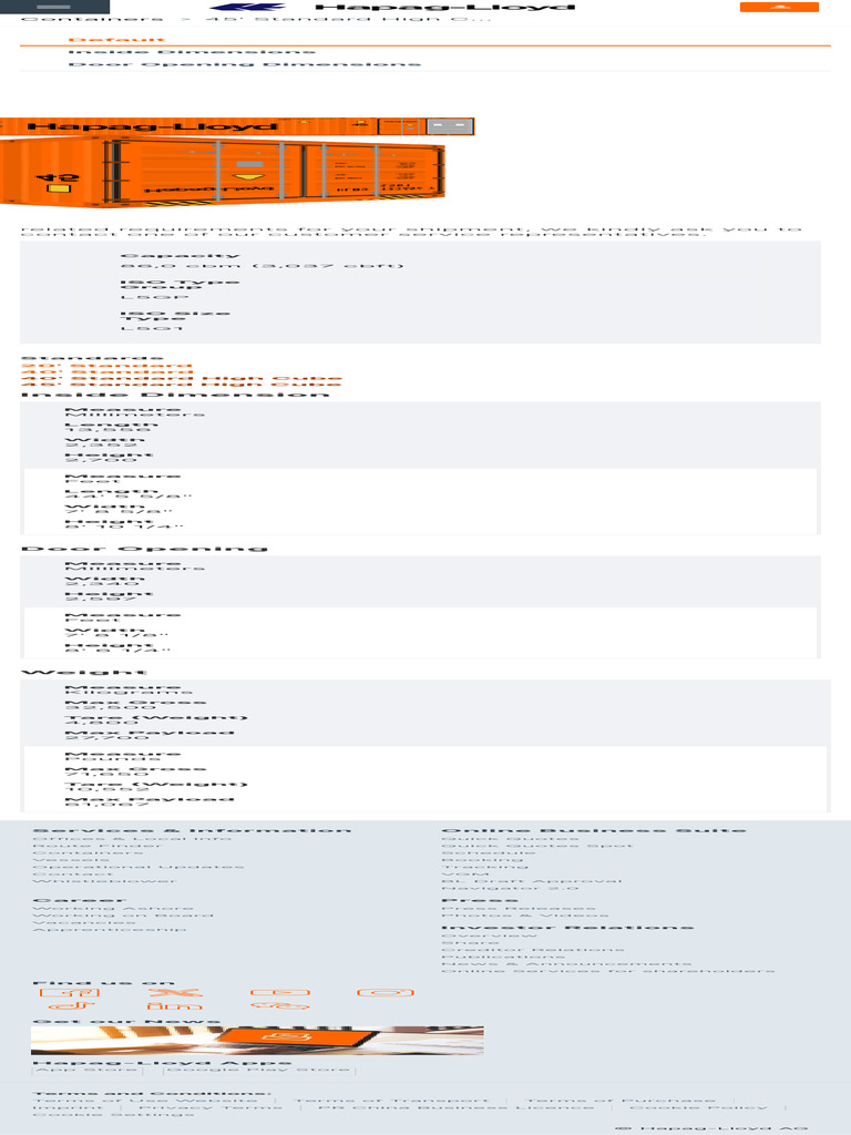 45' Standard High Cube - Hapag-Lloyd | PDF