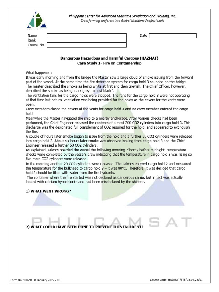 HAZMAT Case Study: Containership Fire | PDF | Dangerous Goods | Shipping