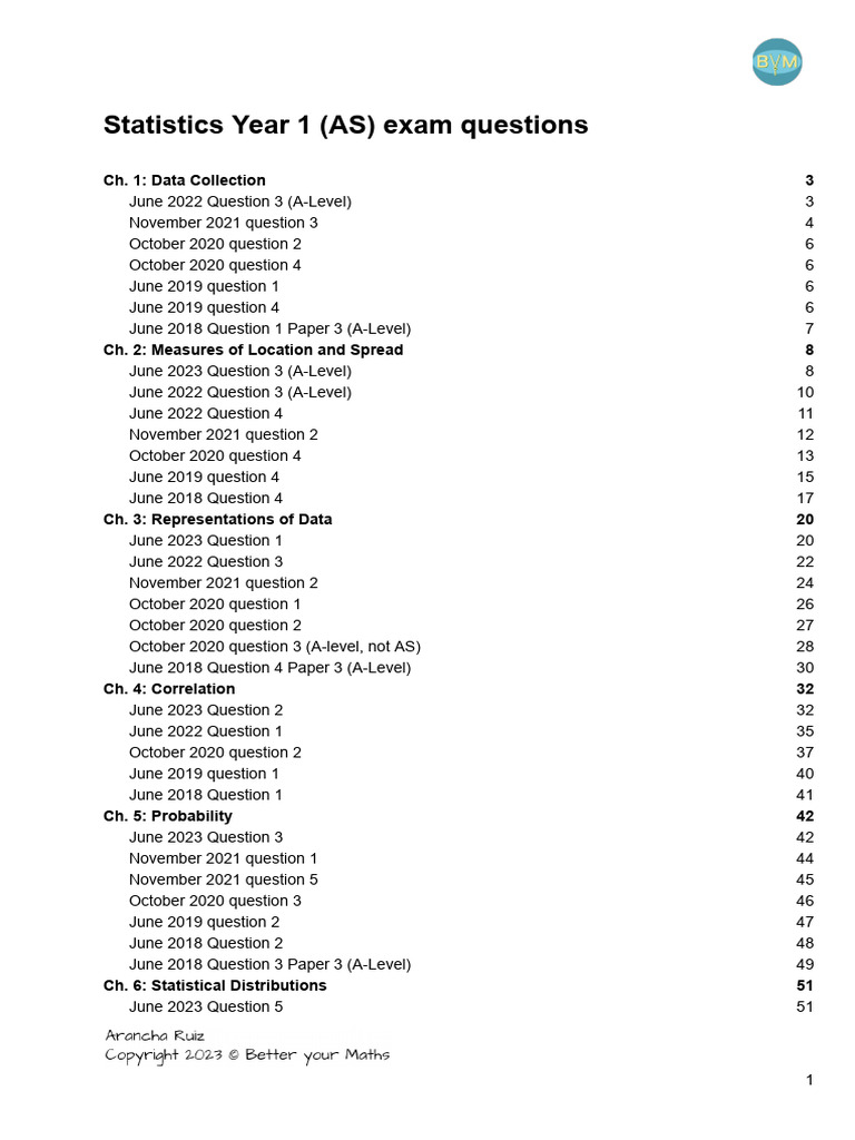 Edexcel A-Level Statistics Past Papers | PDF | Statistics | Statistical ...