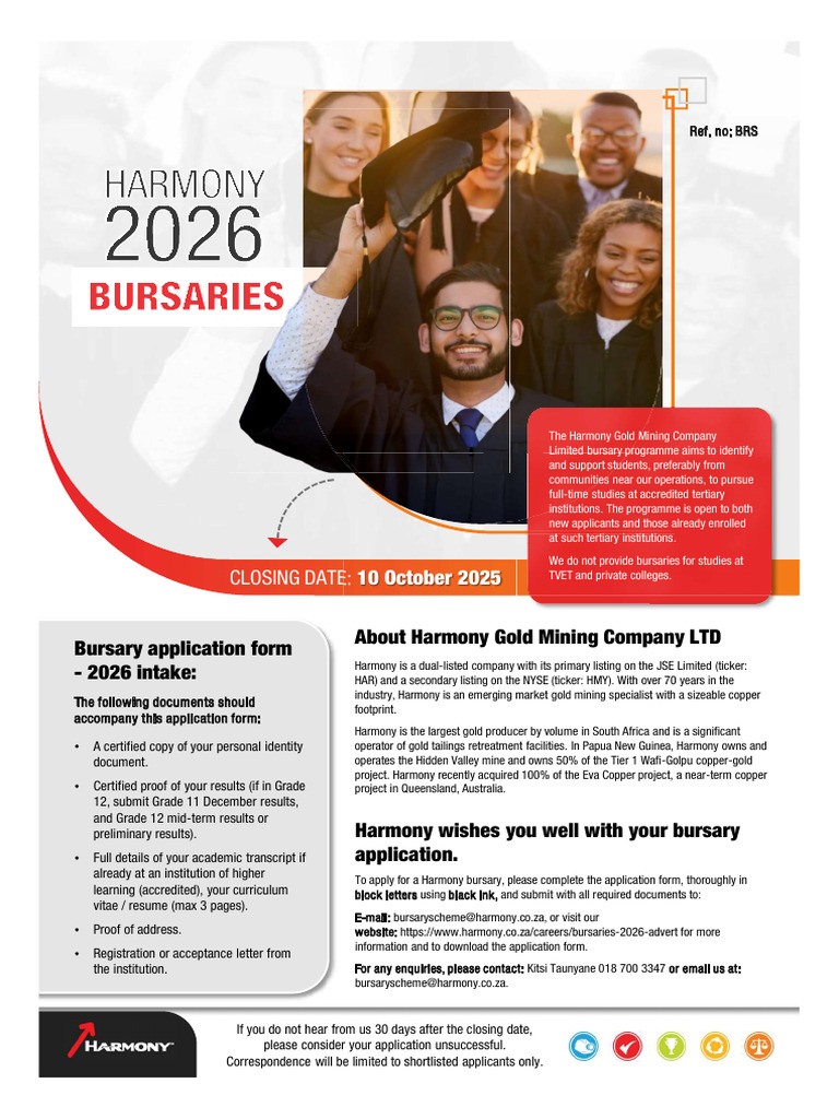 Harmony Bursary Advert 2026 | PDF | Educational Stages