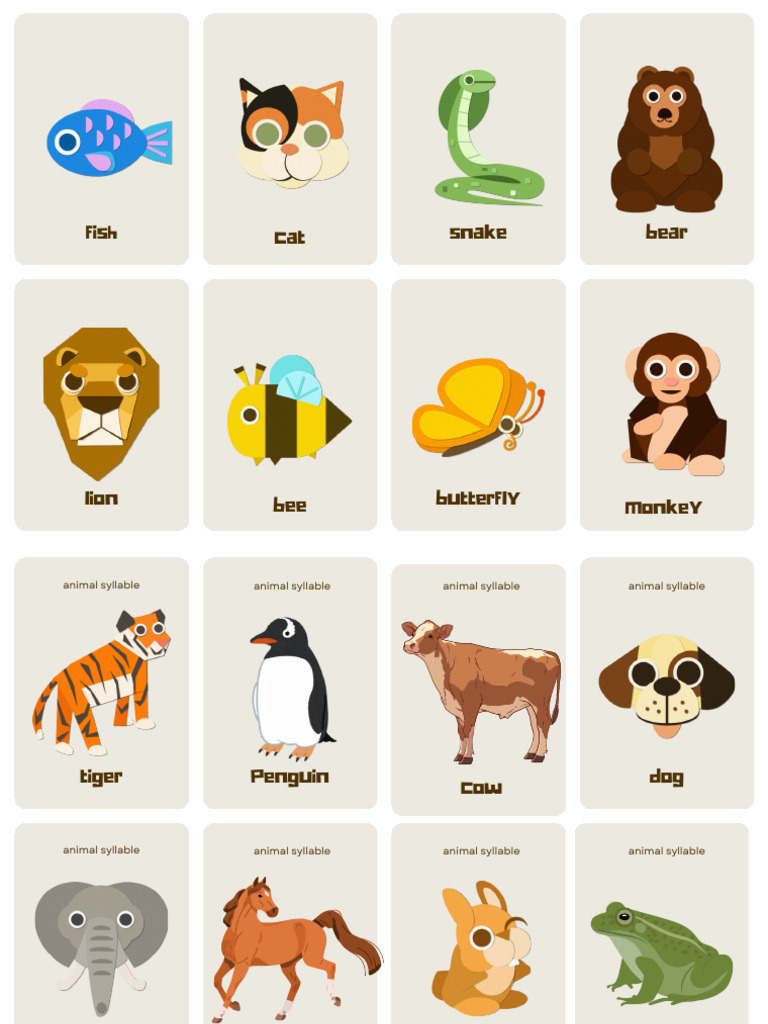 Animal Names and Syllables List | PDF