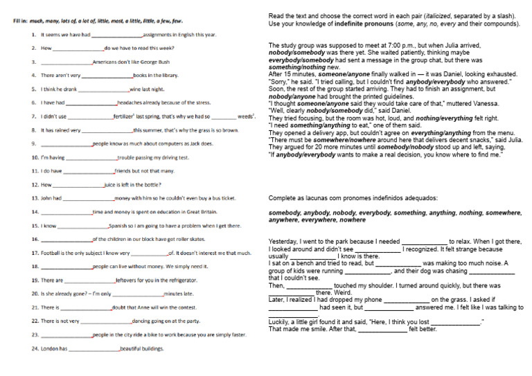 Indefinite Ponouns and Quantifiers | PDF