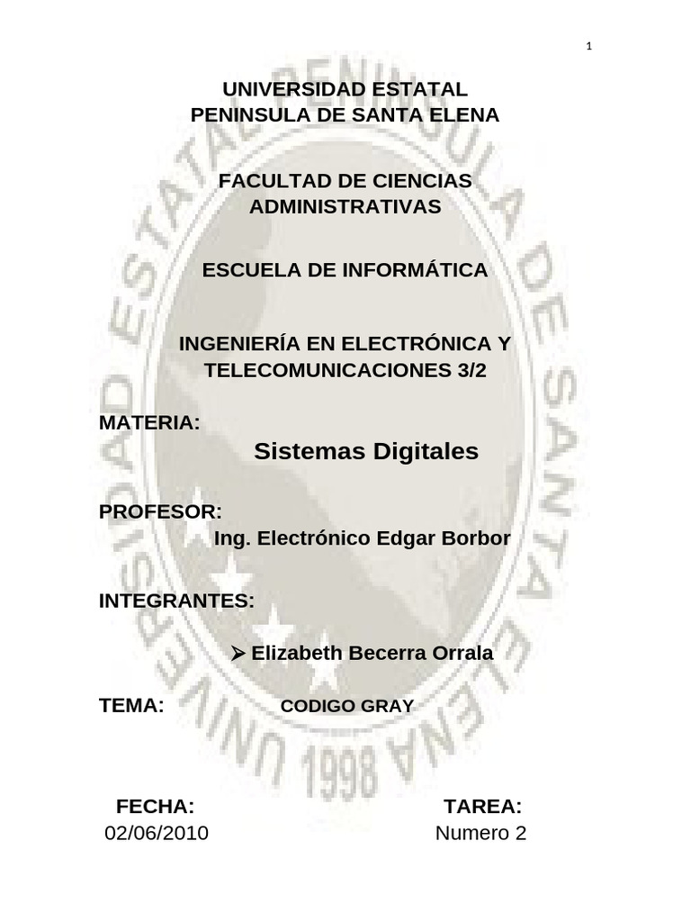 Introducción al Código Gray en Sistemas Digitales | PDF | Poco | Notación