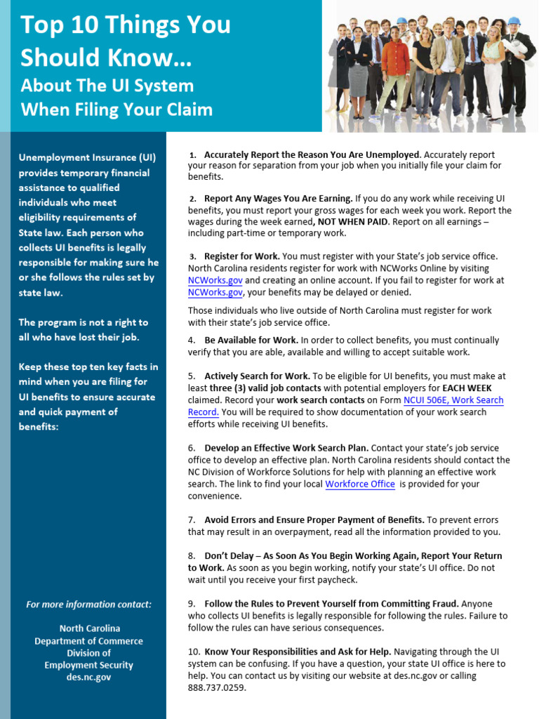 Top 10 Tips for Filing UI Claims | PDF | Unemployment Benefits